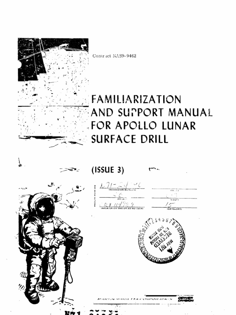 Familiarization and Support Manual for Apollo Lunar Surface Drill ALSD ...