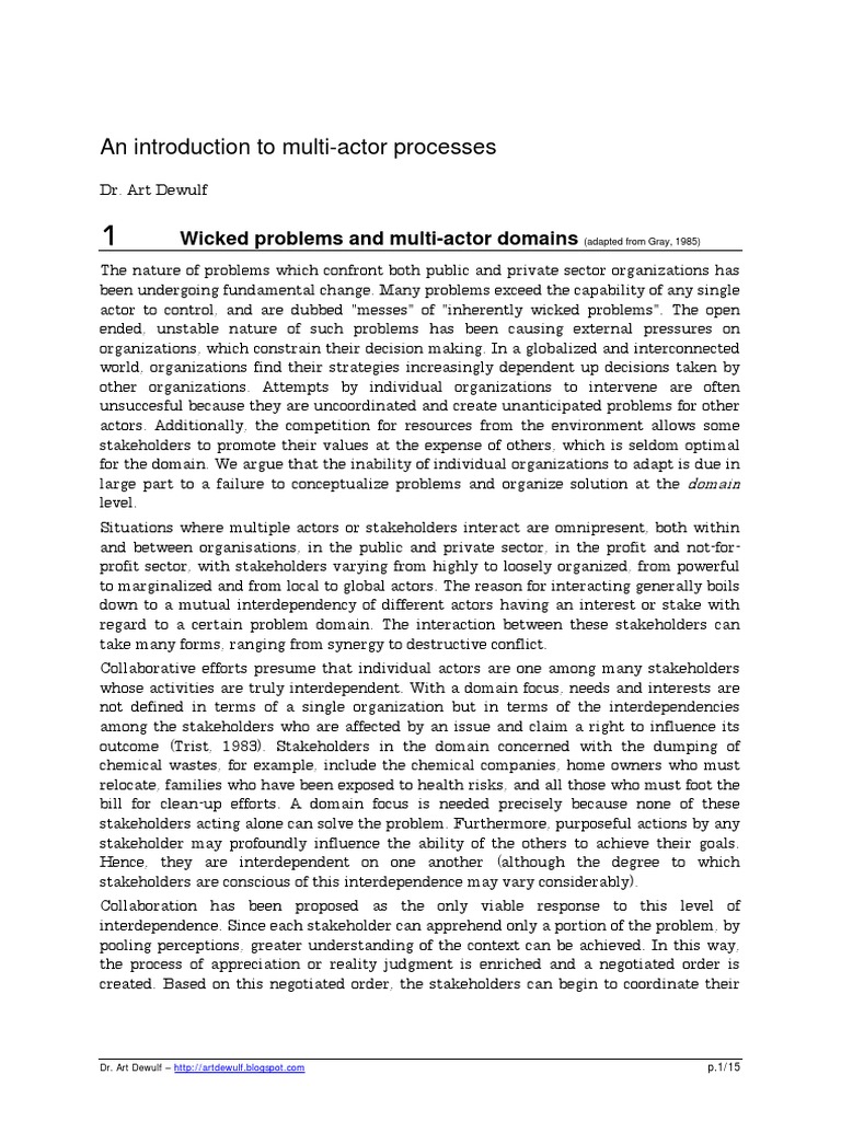 An Introduction To Multi-Actor Processes | PDF | Negotiation | Identity ...