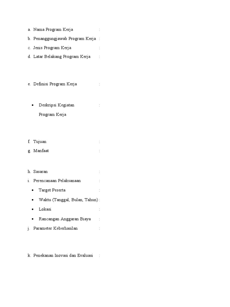 Template Pengajuan Program Kerja 2019 | PDF