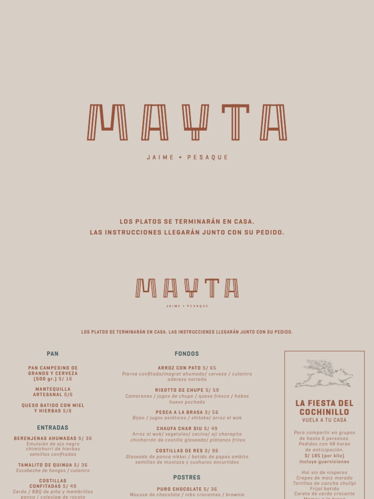 Carta Del Restaurante Mayta | PDF | Cocina de las Americas | Cocina ...