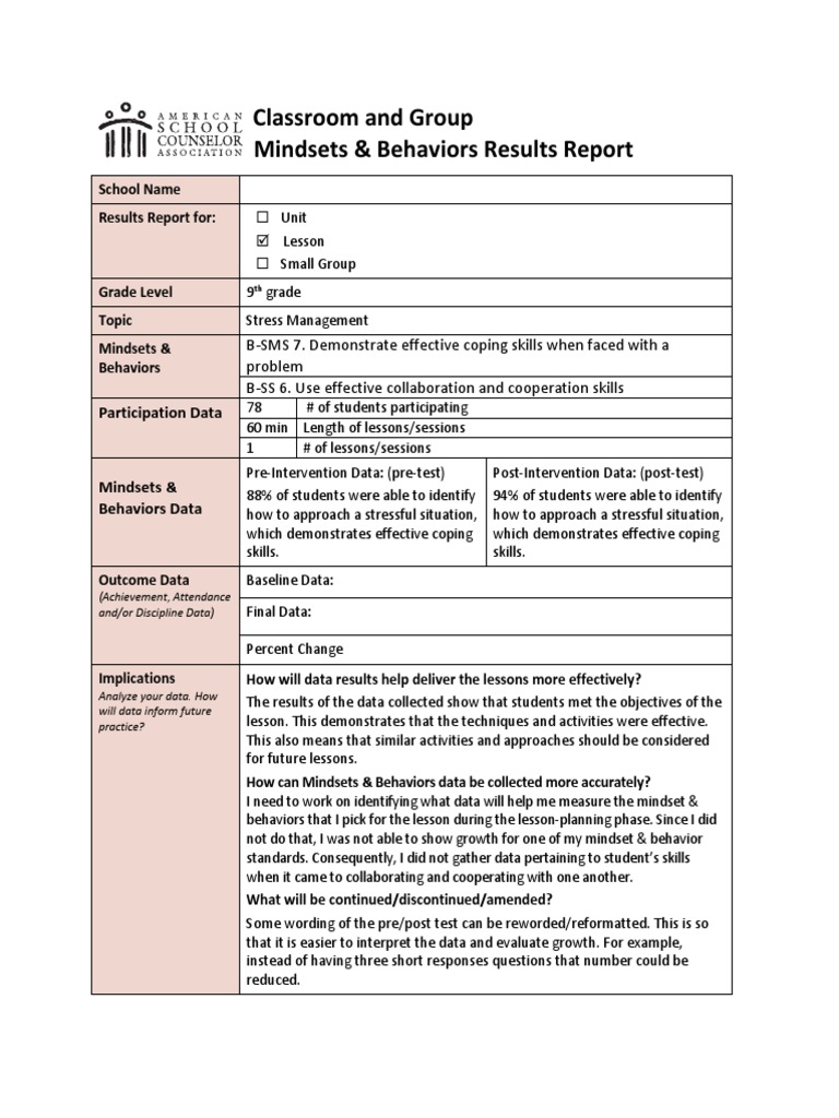 Classroom Mindsets & Behaviors Report | PDF | Mindset | Stress Management