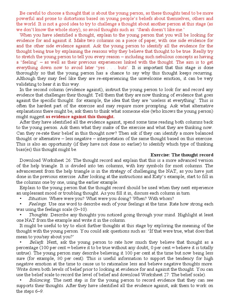 As Evidence Against This Thought.: Exercise: The Thought Record | PDF ...