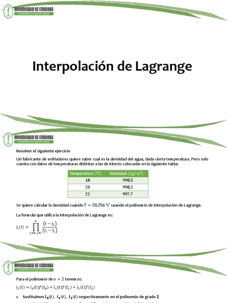 03 - Interpolación de Lagrange | PDF | Algoritmos | Análisis numérico