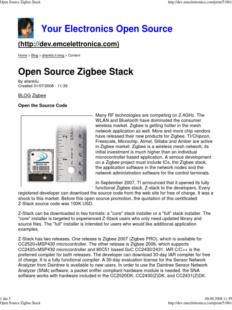 Open Source Zigbee Stack | PDF | Bluetooth | Media Technology