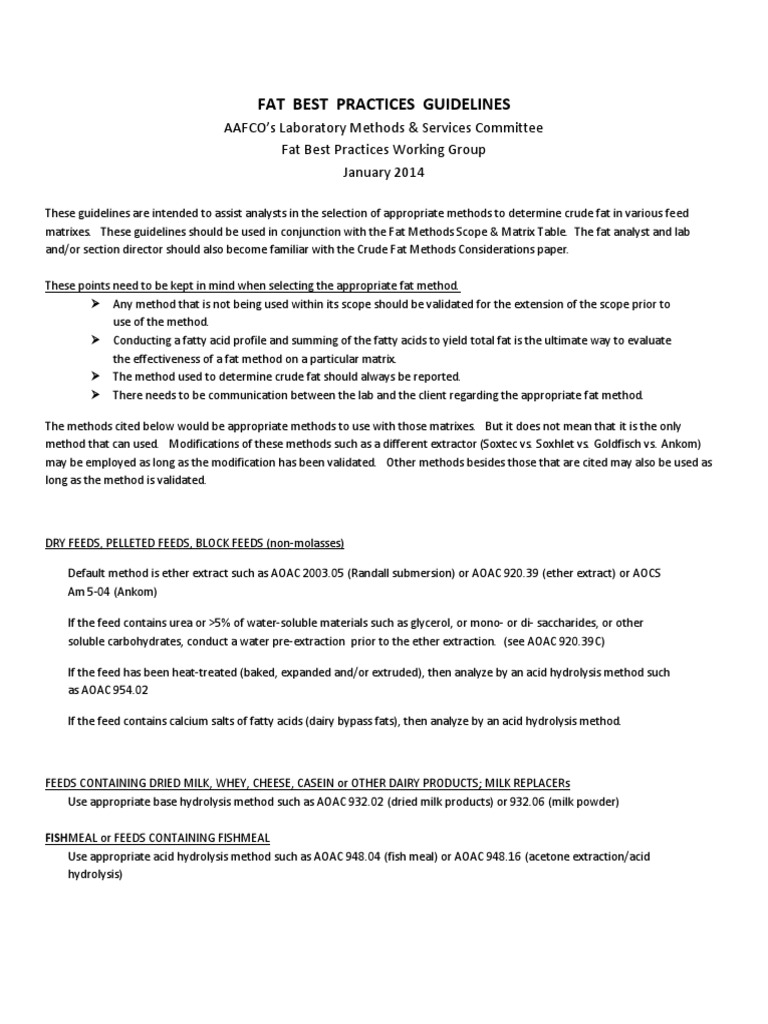 Crude Fat Analysis Guidelines | PDF | Vegetable Oil | Milk