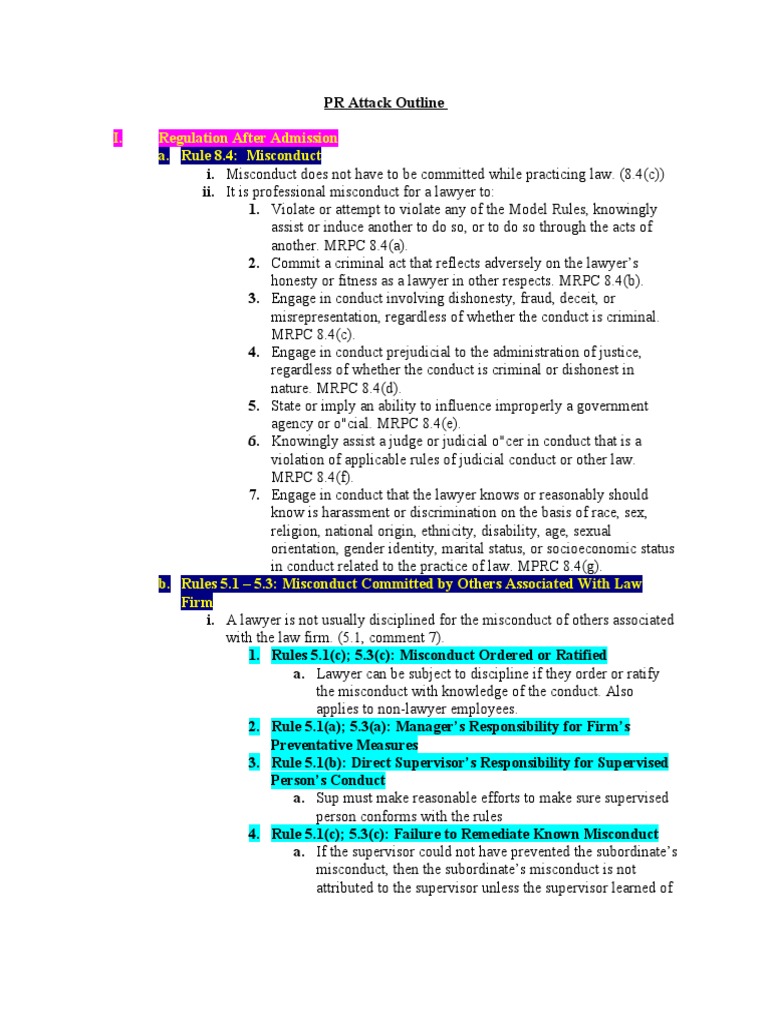 Professional Responsibility MPRE Outline | PDF | Attorney–Client ...