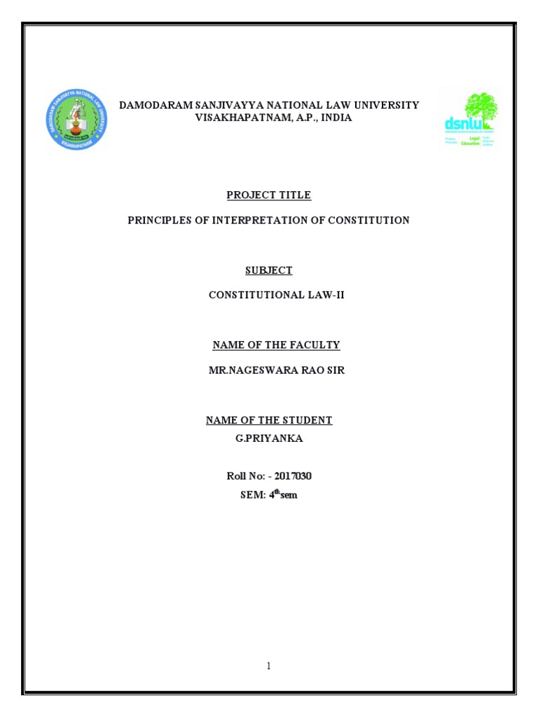 Principles of Constitutional Interpretation | PDF | Statutory ...