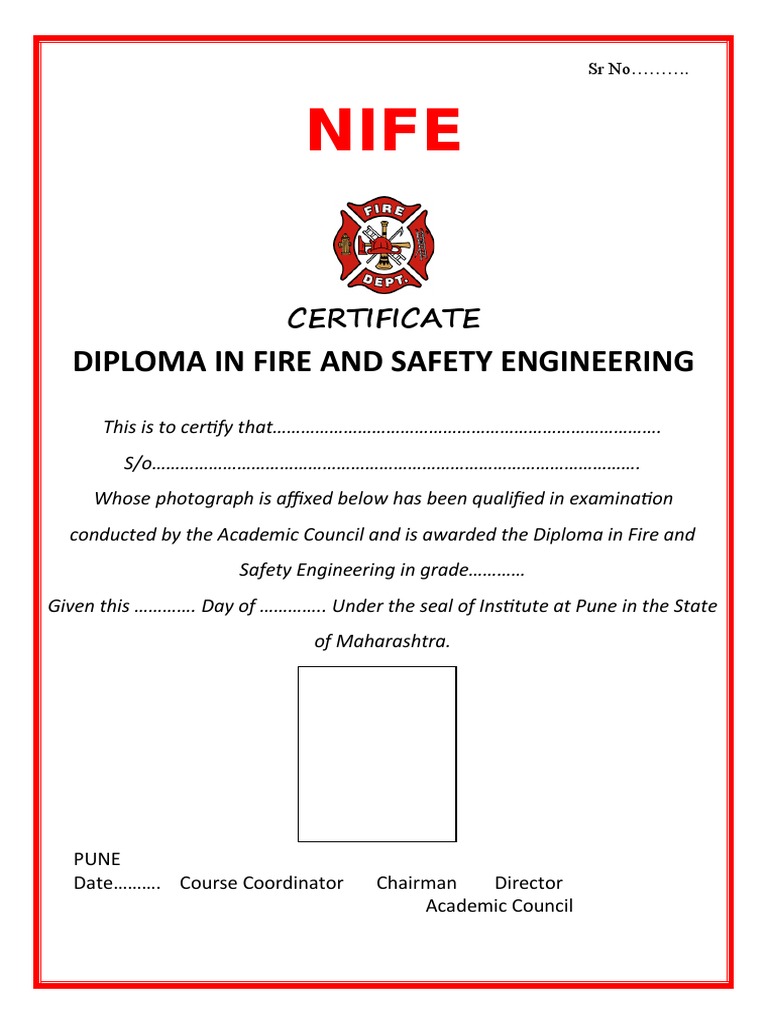 Diploma in Fire and Safety Engineering: Certificate | PDF