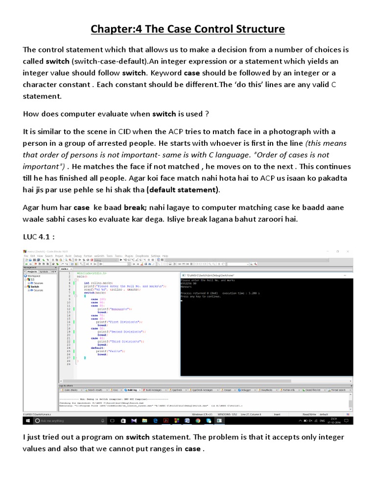 Chapter4 Case Control Structure | PDF | Control Flow | Computing Chapter4 Case Control Structure | PDF | Control Flow | Computing