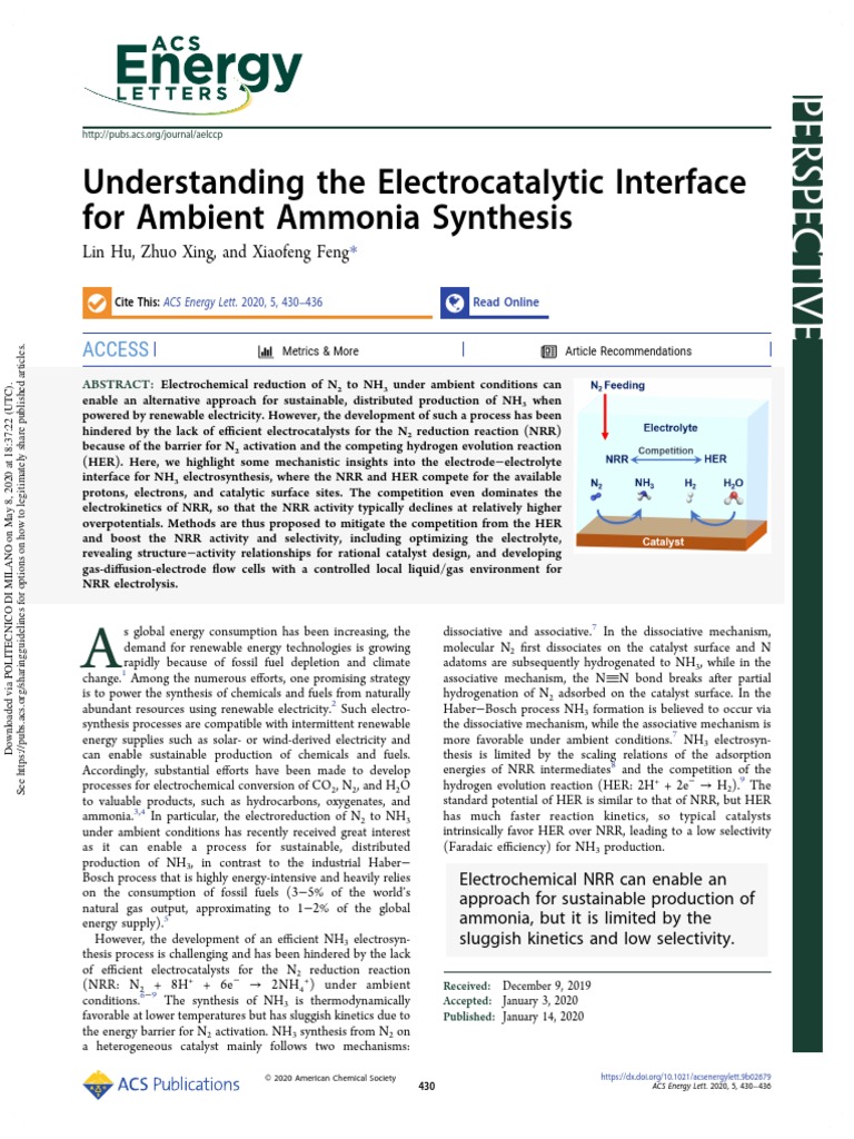 Understanding The Electrocatalytic Interface For Ambient Ammonia ...