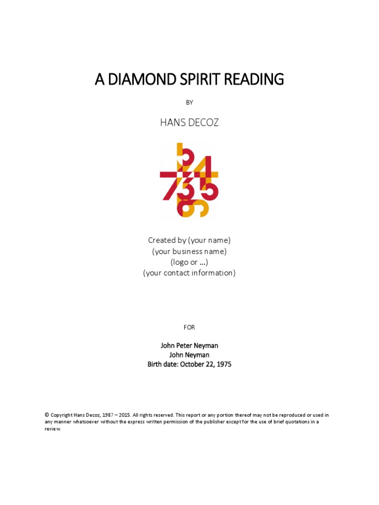 A Diamond Spirit Reading: Hans Decoz | PDF | Empathy | Intuition