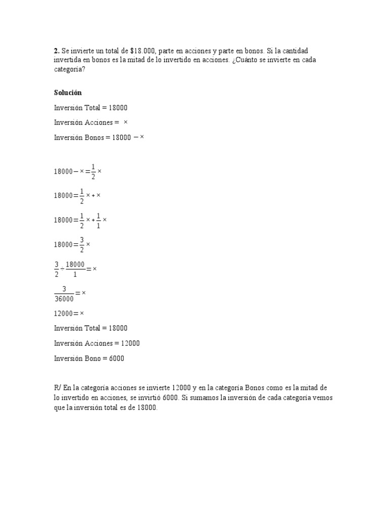 Ejercicios Algebra | PDF | Finanzas y dinero | Derecho