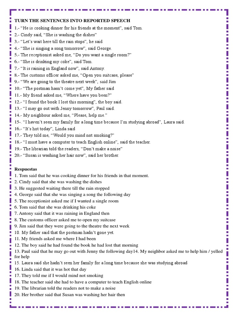 Reported and Direct Speech With Key PDF | PDF | Art