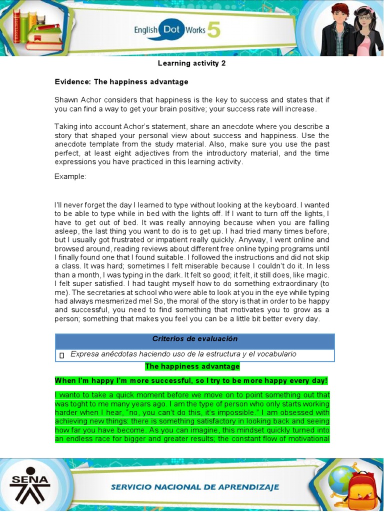 Learning Activity 2 Evidence: The Happiness Advantage: Criterios de ...