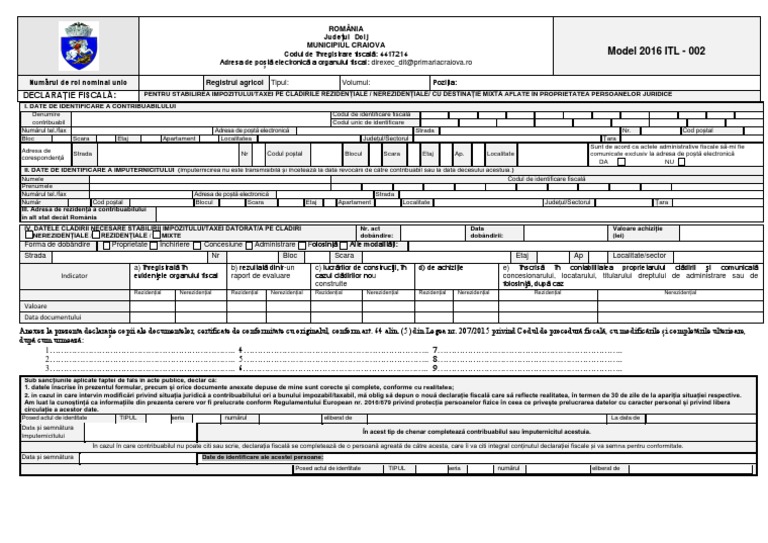 Declarație Fiscală:: Model 2016 ITL - 002 | PDF