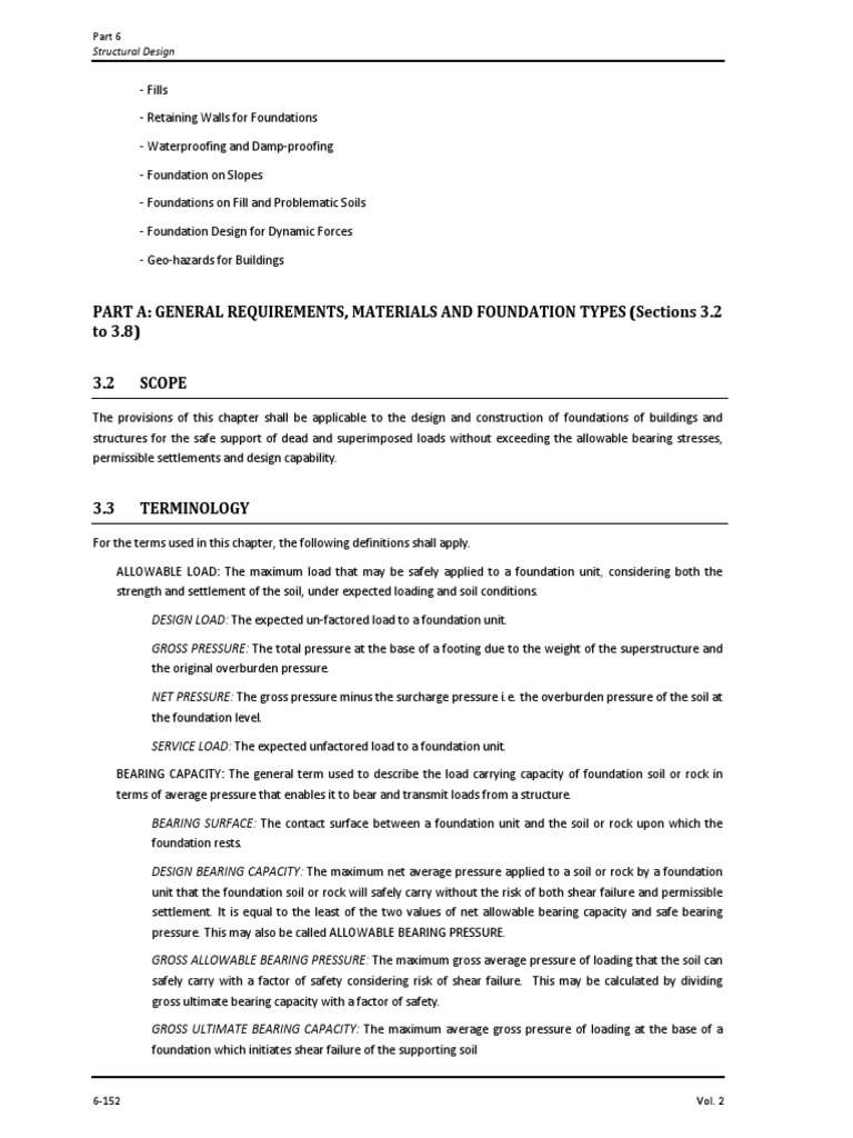Part A: General Requirements, Materials and Foundation Types (Sections ...