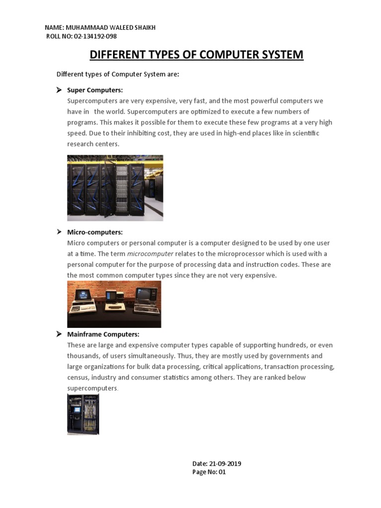 Different Types of Computer System | PDF