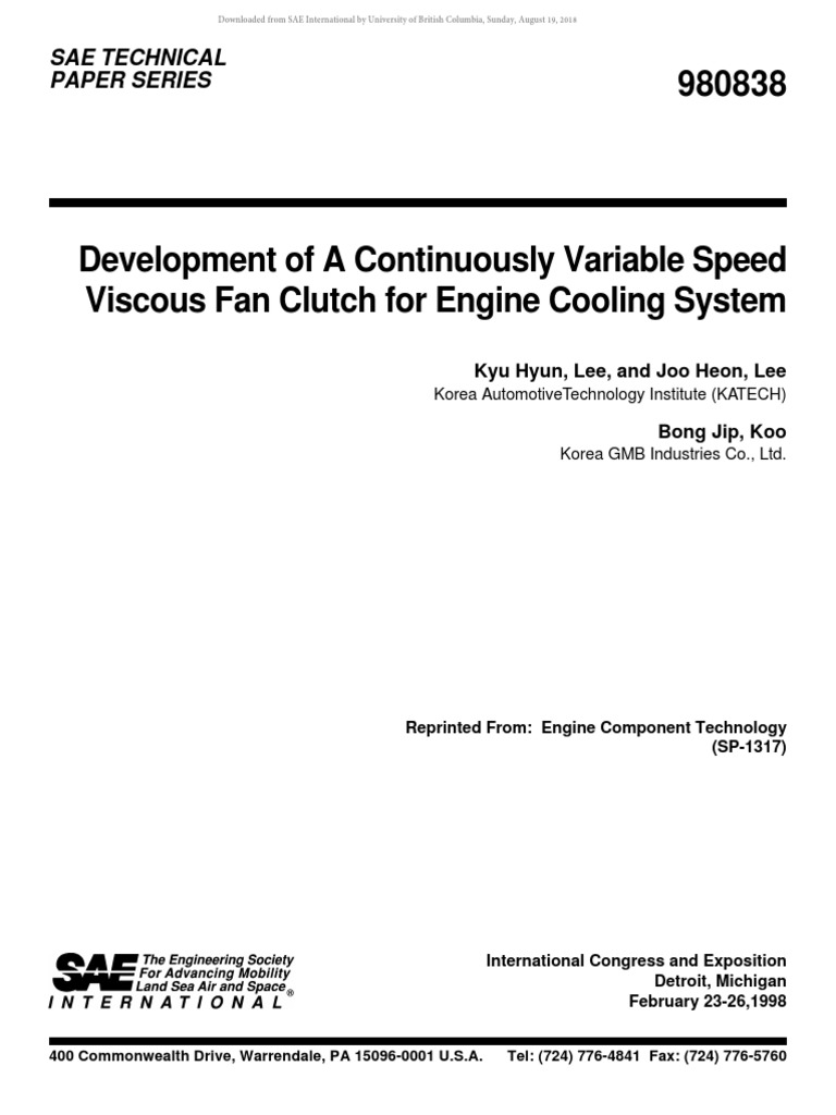 Sae Technical Paper Series: Kyu Hyun, Lee, and Joo Heon, Lee | PDF ...