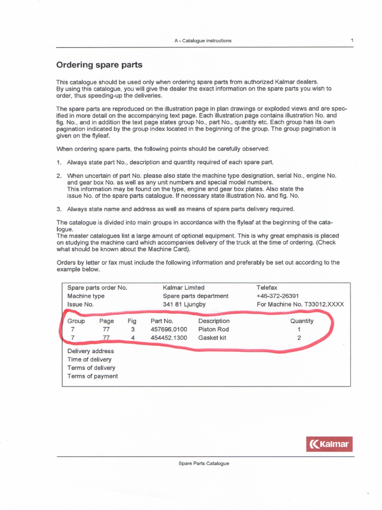 Spare Parts Catalogue | PDF