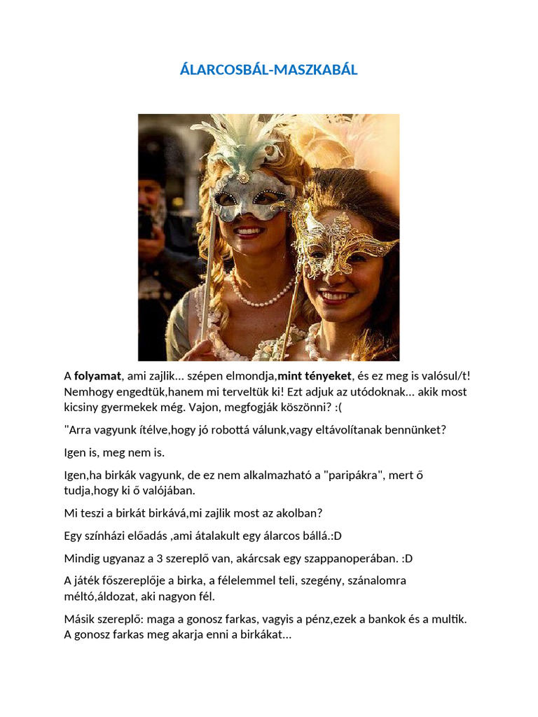 Álarcosbál Maszkabál | PDF