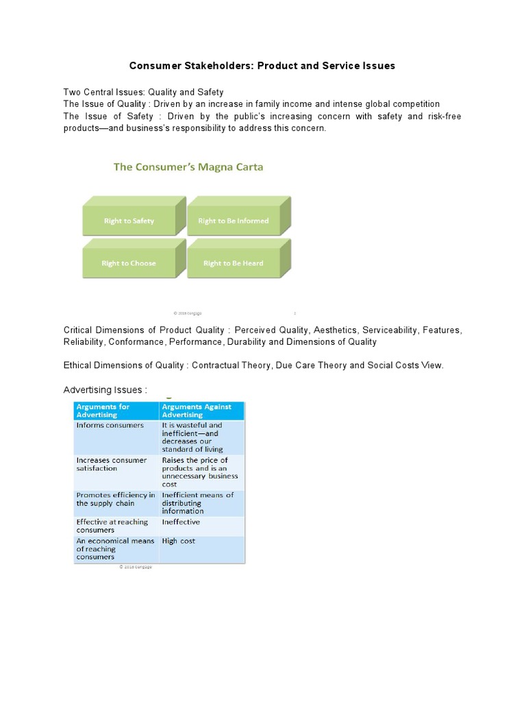 Consumer Stakeholders: Product and Service Issues | PDF