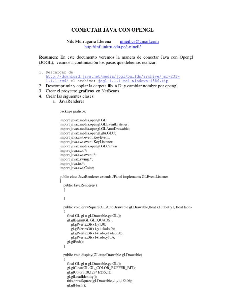Conectar Java con OpenGL (JOGL) | PDF