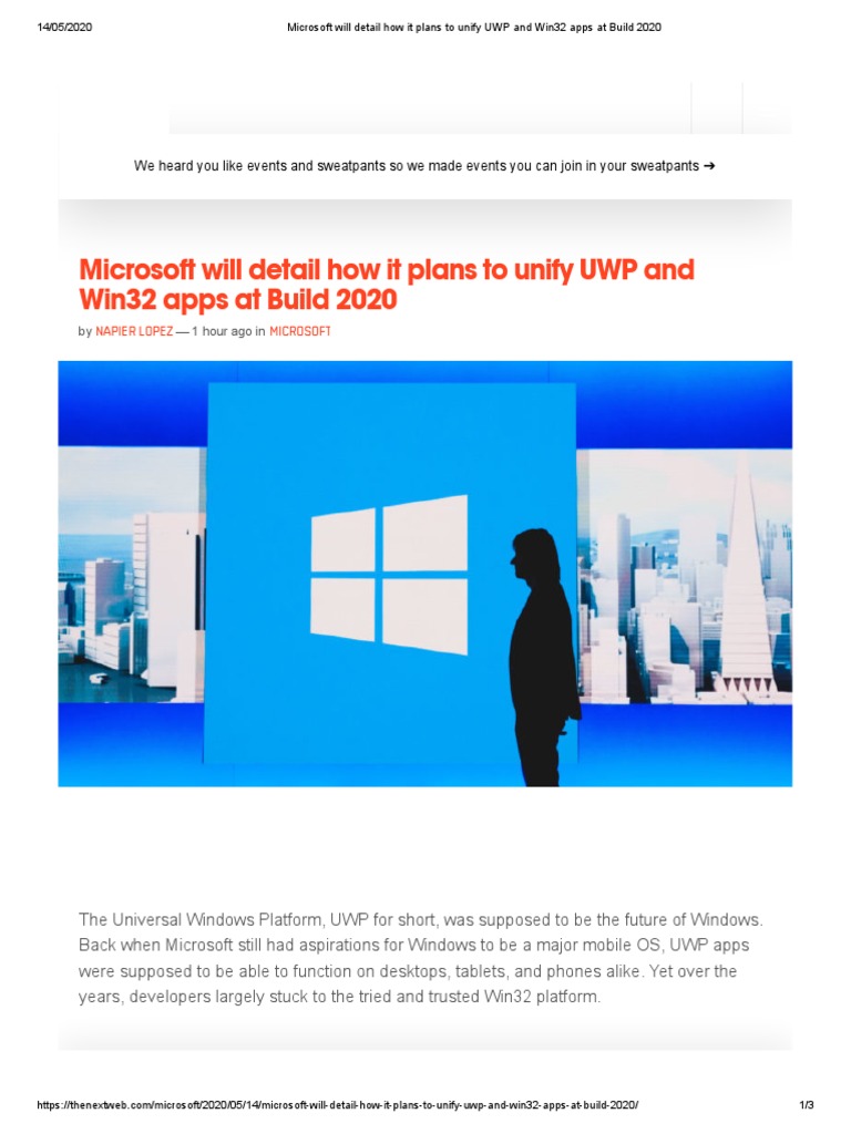Microsoft Will Detail How It Plans To Unify UWP and Win32 Apps at Build 2020 | PDF | Microsoft ...
