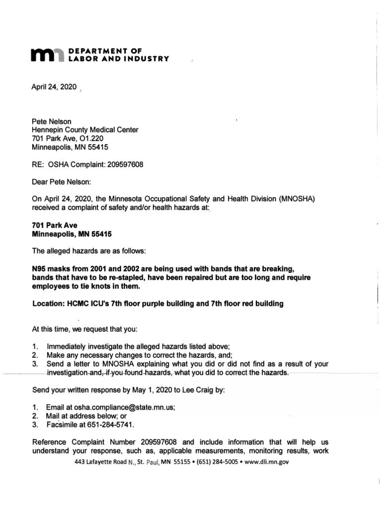 Mnosha Letter | Download Free PDF | Occupational Safety And Health ...