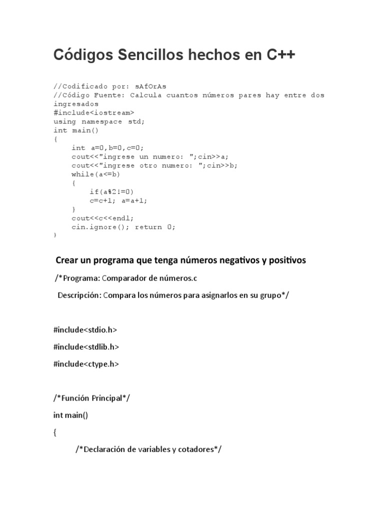 Códigos en C++ | PDF