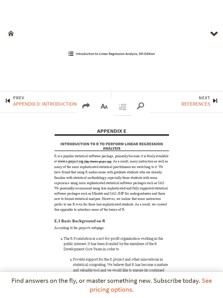 APPENDIX E - INTRODUCTION TO R TO PERFORM LINEAR REGRESSION ANALYSIS - Introduction To Linear ...