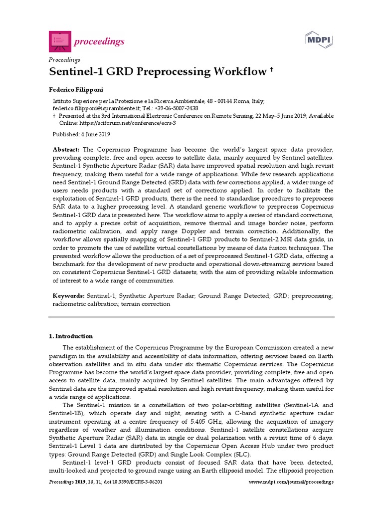 Sentinel-1 GRD Preprocessing Workflow | PDF | Telecommunications Engineering | Computing And ...