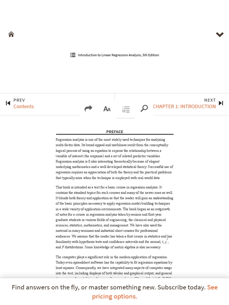 PREFACE - Introduction To Linear Regression Analysis, 5th Edition | PDF | Regression Analysis ...