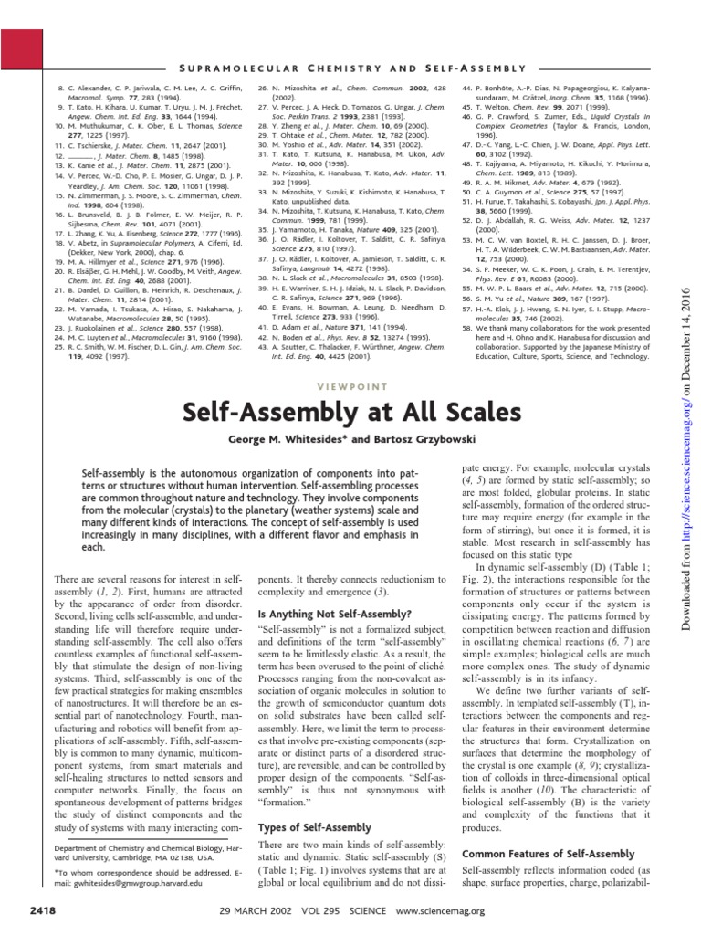 Self-Assembly Reading PDF | PDF | Self Assembly | Chemistry