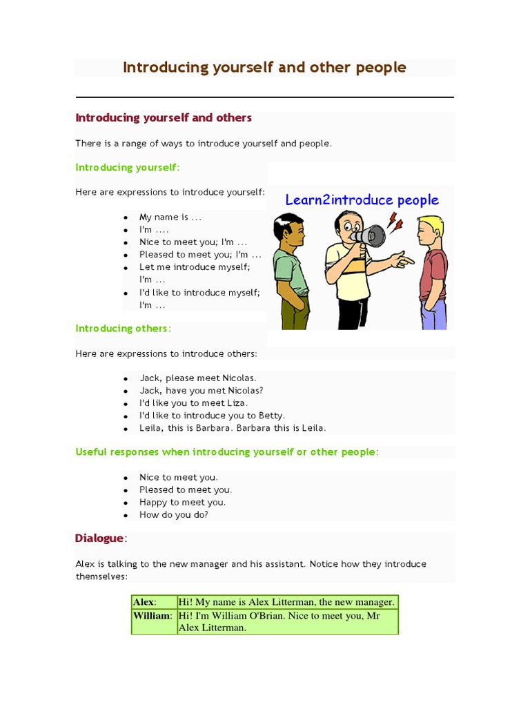 Introducing Yourself and Other People | PDF