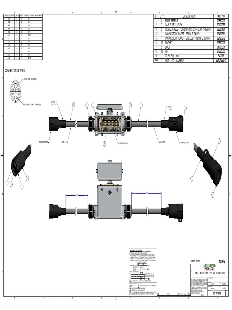 Active: Cable Assy, Elme Spreader, Elec Box | PDF | Electrical ...