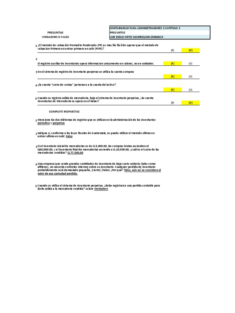 Problemas Contabilidad 2-Cap 2 | PDF | Contabilidad | Inventario