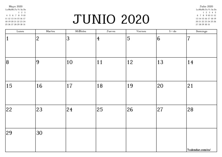 Calendario Mensual 2020 | PDF