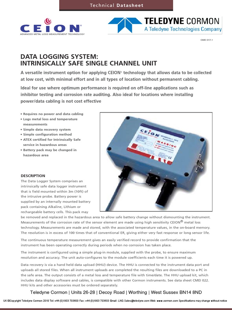 CMEI017 - CEION DATA LOGGING SYSTEM - INTRINSICALLY SAFE (Single ...