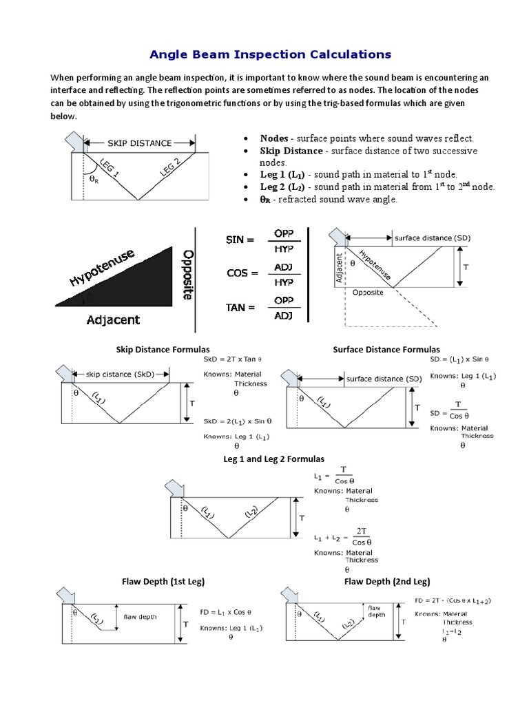 Angle Beam Inspection Calculations | PDF | Science & Mathematics
