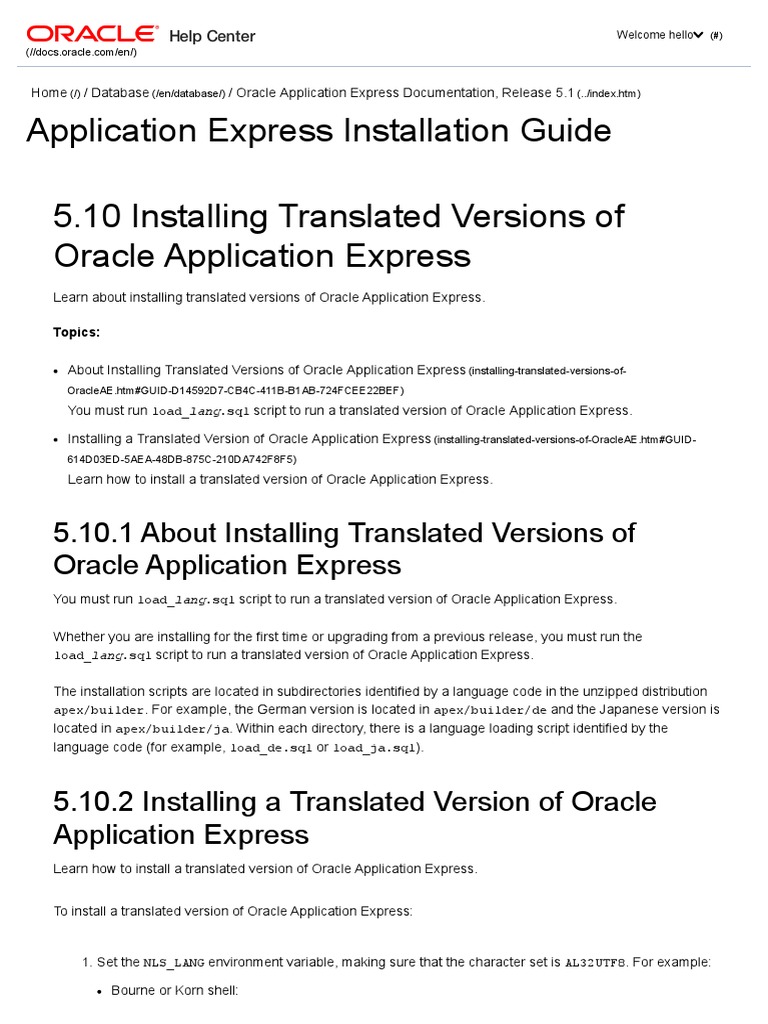 Installing Translated Versions of Oracle Application Express | PDF | Data Management | Computer Data