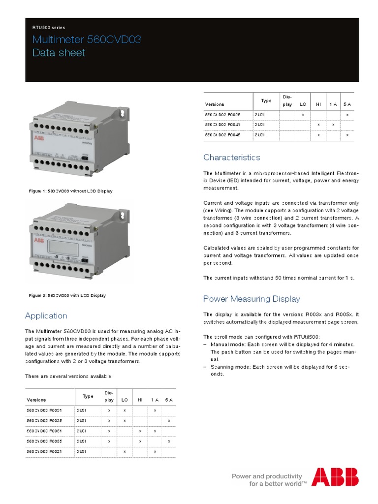 Data Sheet: Multimeter 560CVD03 | PDF | Ac Power | Electrical Engineering
