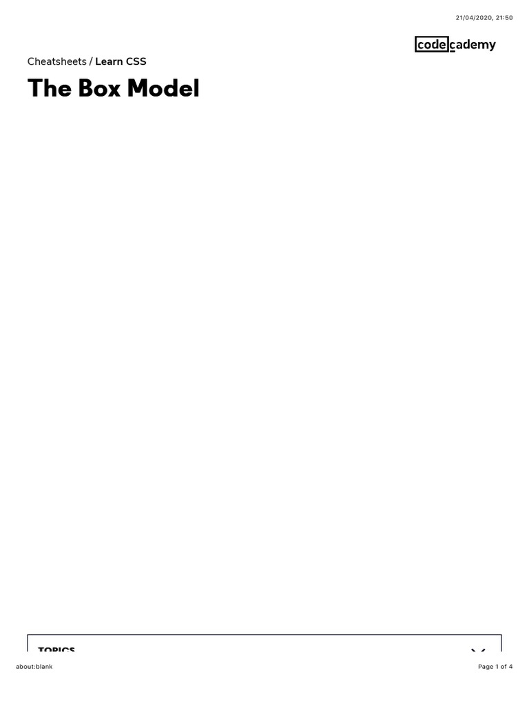 The Box Model The Box Model: Cheatsheets / Learn CSS | PDF | Cascading Style Sheets | Hypertext