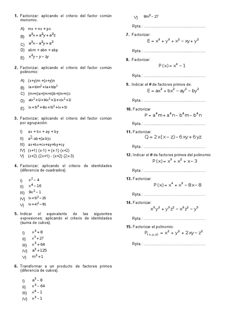 Factores Primos | PDF | Factorización | Conceptos matemáticos