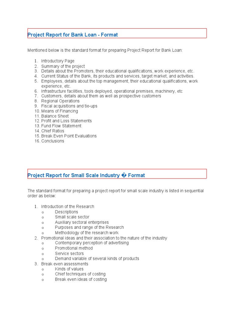 Project Report For Bank Loan - Format: o o o o o o o o o o o o ...