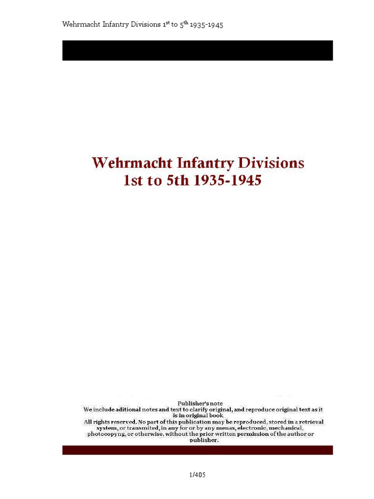 Wehrmacht Infantry Divisions 1 To5 1935-1945: ST TH | PDF | Military ...