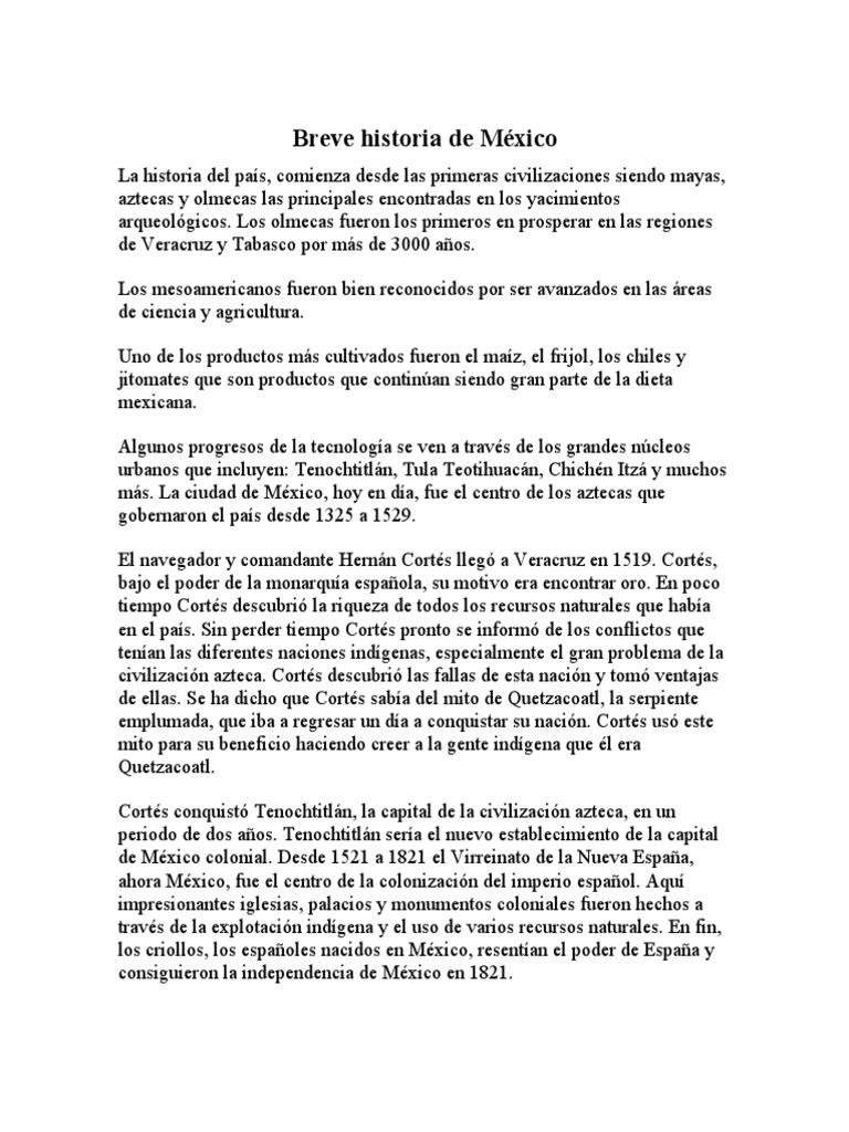 Breve Historia de México | PDF | México | Hernán Cortés