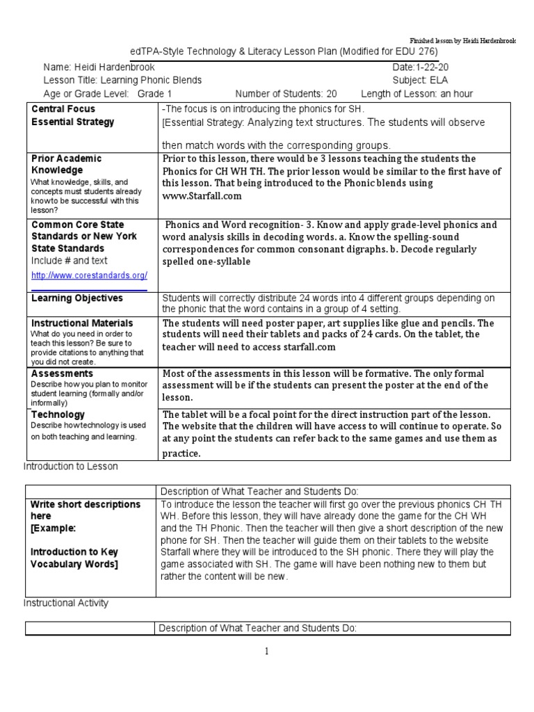 Lesson Plan | PDF | Phonics | Lesson Plan