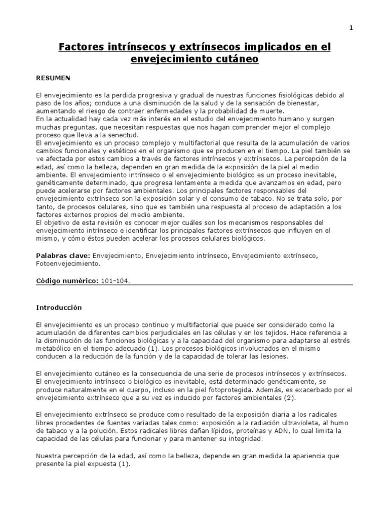 Factores Intrínsecos y Extrínsecos Implicados en El Envejecimiento Cutáneo | Descargar gratis ...