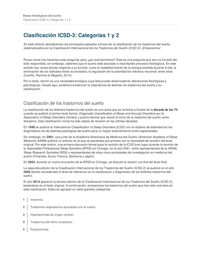 Clasificacion Icsd 3 Categorias 1 y 2-5e9ddaee9d59b | PDF | Apnea ...