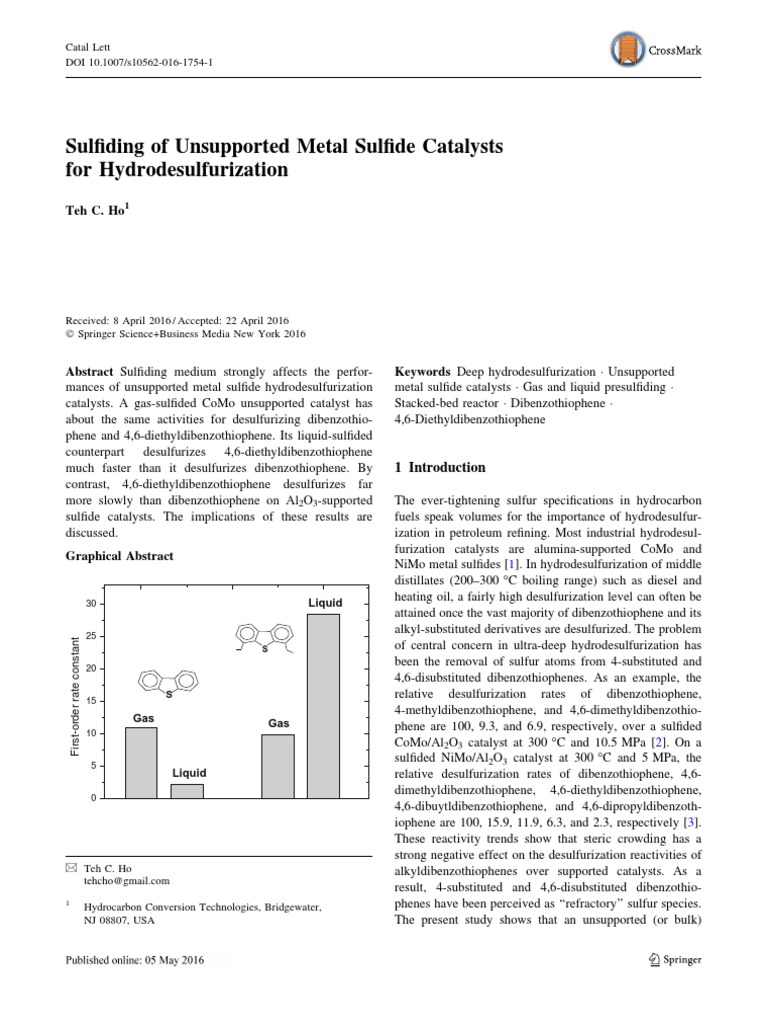 The Impact of Sulfiding Method on the Hydrodesulfurization Activity of ...